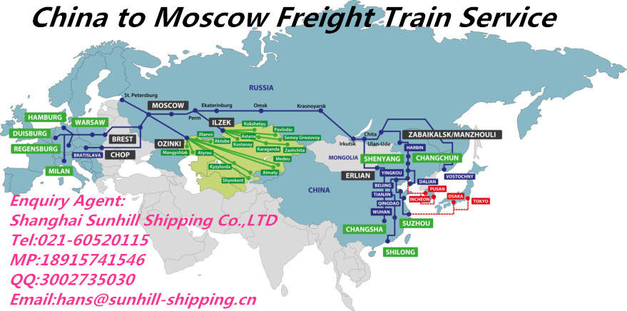shenzhen to moscow fcl/lcl shipment rail freight